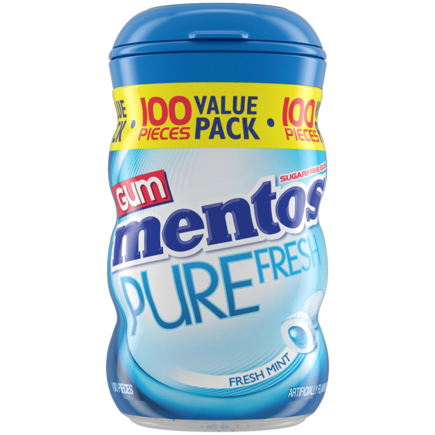 Mentos Pure Fresh Gum Fresh Mint - 100pc XL Curvy Bottle | Mentos US