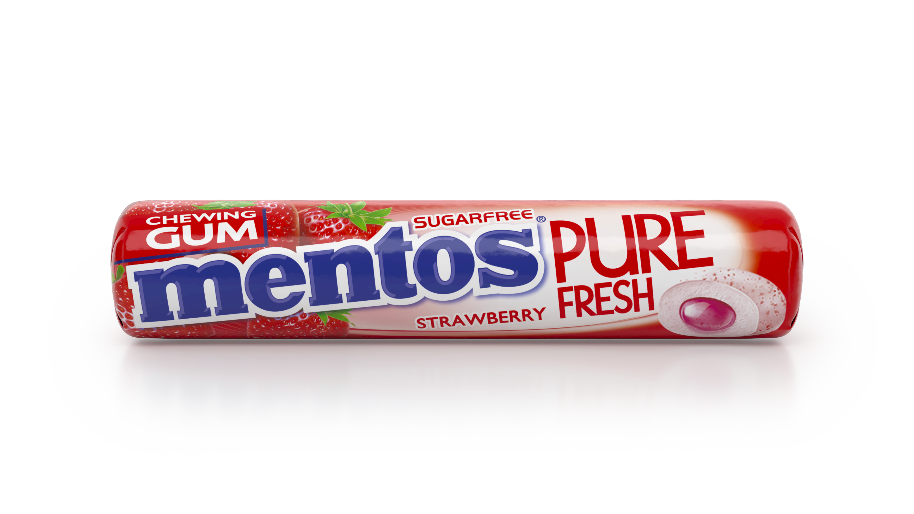 Mentos Gum Pure Fresh Strawberry 9 pieces roll