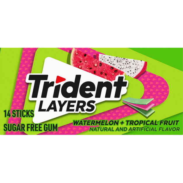Trident Layers Watermelon + Tropical Fruit (14 pieces) | Trident US
