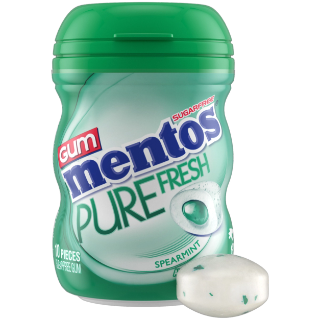 Mentos Pure Fresh Gum Spearmint - 10pc Bottle | Mentos US