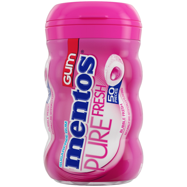 Mentos Pure Fresh Gum Bubble Fresh - 50pc Curvy Bottle | Mentos US