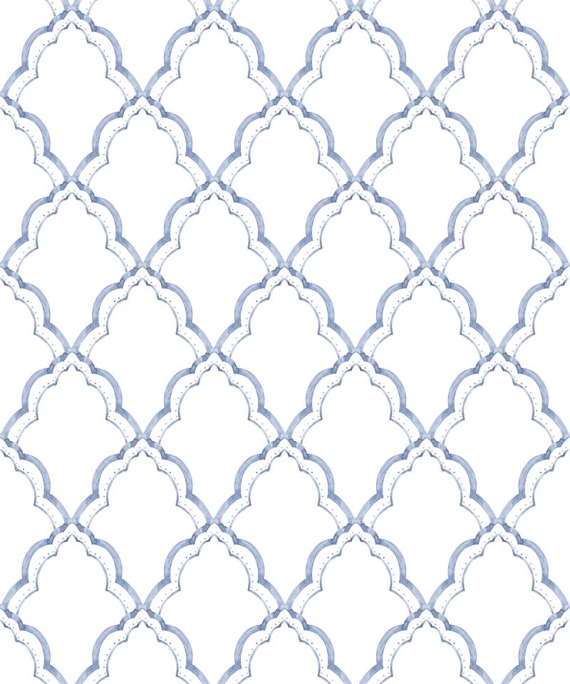 Medallion Trellis, Blueberry wallpaper 100% PVC-free and non-toxic