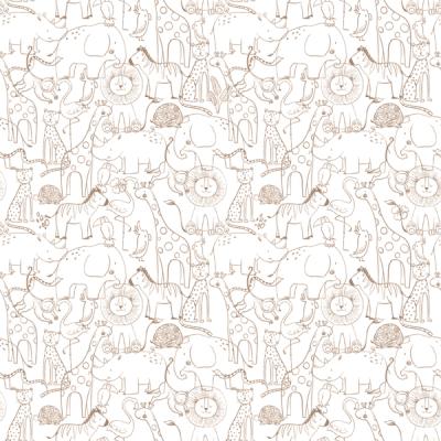 Calm & Cute Baby Animals Pattern, Beige wallpaper 100% PVC-free and non ...