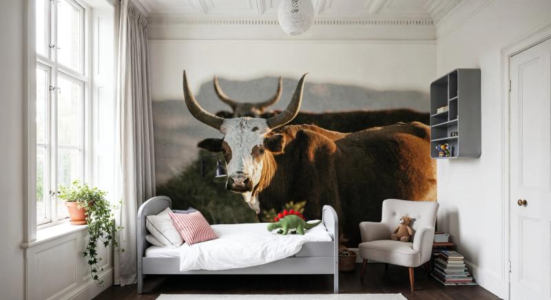 Double Horns wallpaper mural 100% PVC-free and non-toxic