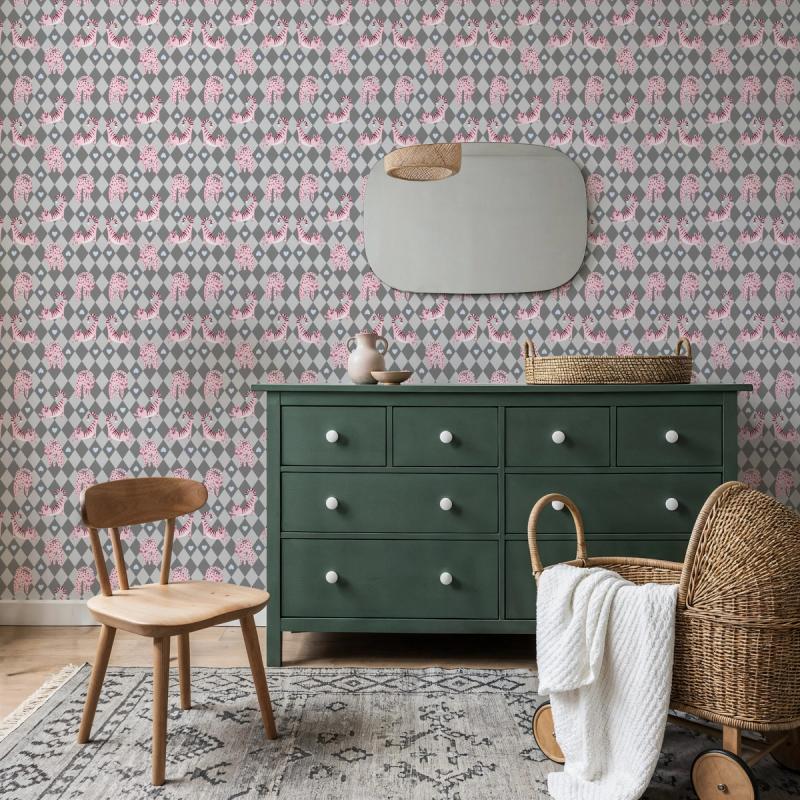Harlequin Kittens, Blush wallpaper 100% PVC-free and non-toxic