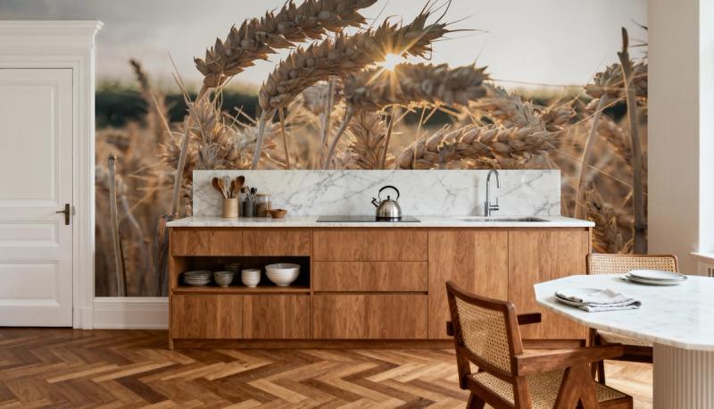 Sunlit Harvest wallpaper mural 100% PVC-free and non-toxic