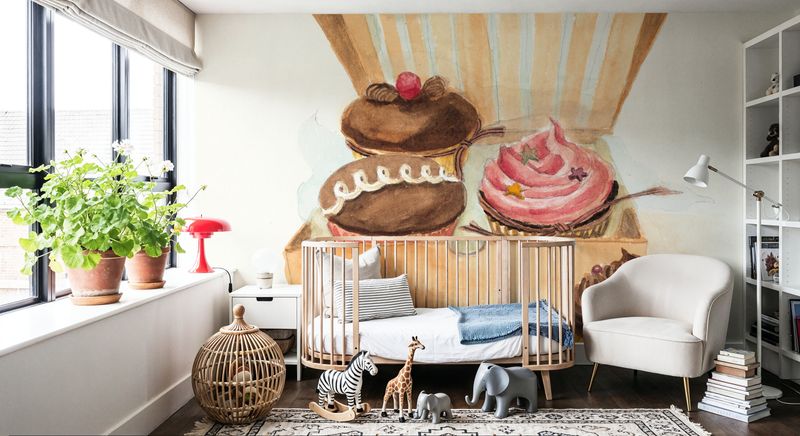 Cupcake Quartet wallpaper mural 100% PVC-free and non-toxic