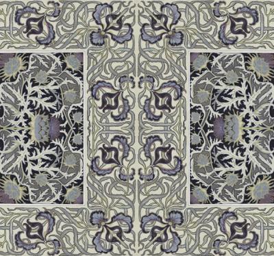 Iris & Thistle Ornament, Periwinkle wallpaper mural 100% PVC-free and ...