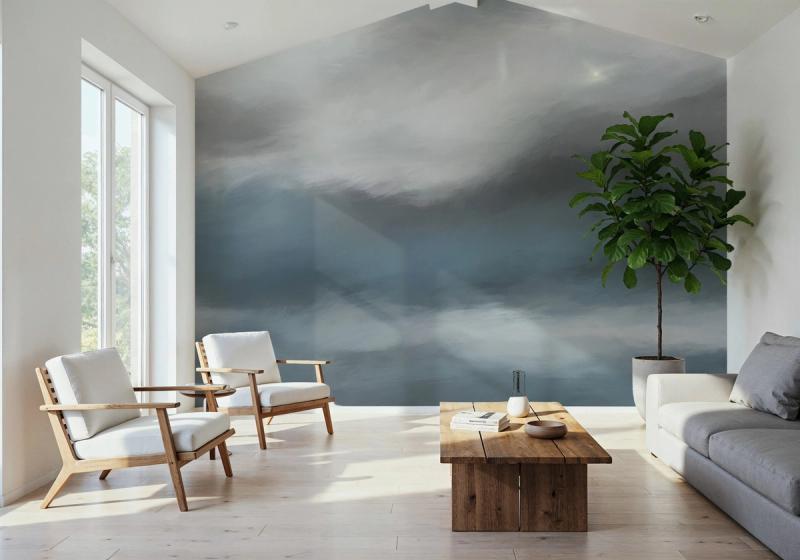 The Silent Horizon, Dusty Blue wallpaper mural 100% PVC-free and non-toxic