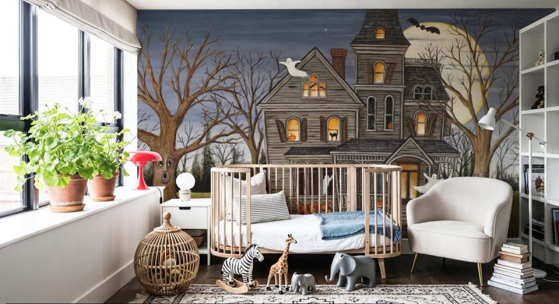 Haunted House wallpaper mural 100% PVC-free and non-toxic