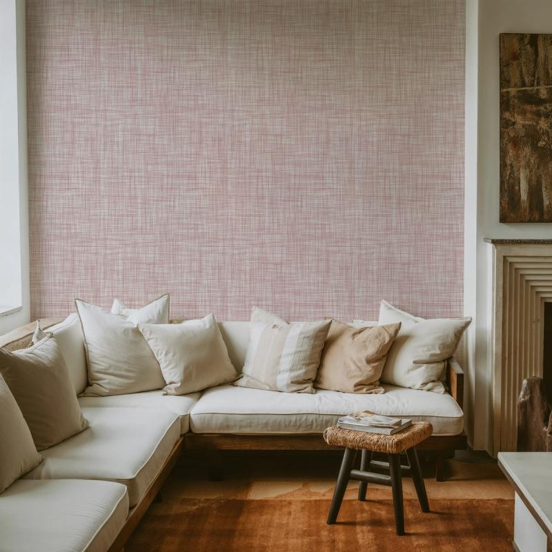 Mottled Linen Effect, Blush Pink wallpaper 100% PVC-free and non-toxic