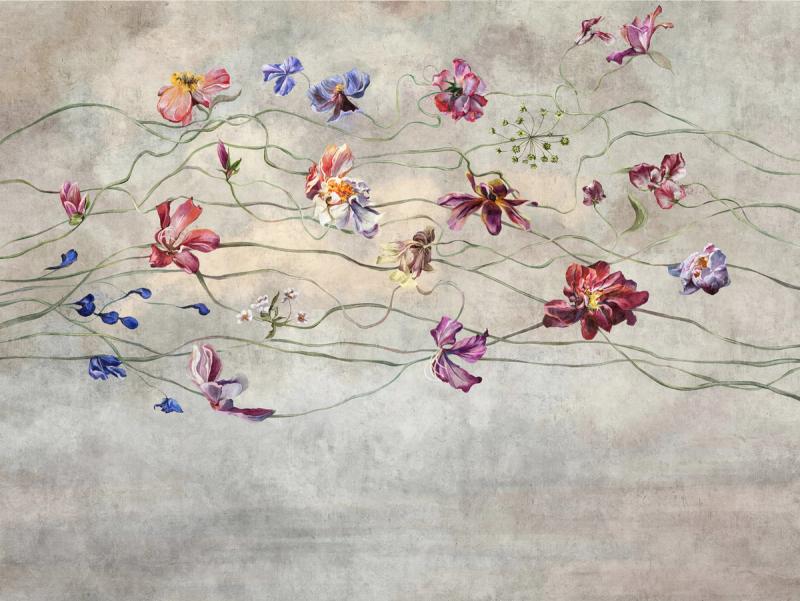 Twisted Flowers wallpaper mural 100% PVC-free and non-toxic
