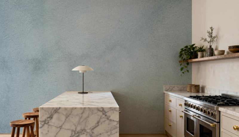 Stucco, Ice Blue wallpaper mural 100% PVC-free and non-toxic