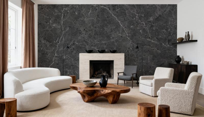 Tundra Grey Marble mural 100% PVC-fri och giftfri