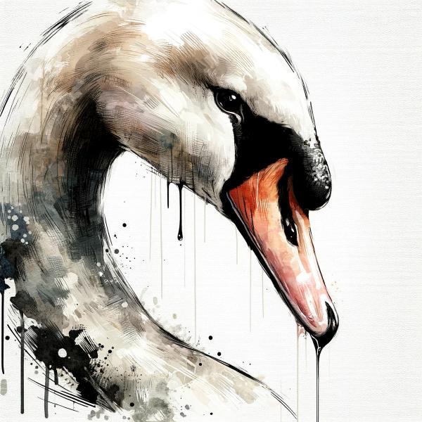 Watercolor Swan wallpaper mural 100% PVC-free and non-toxic