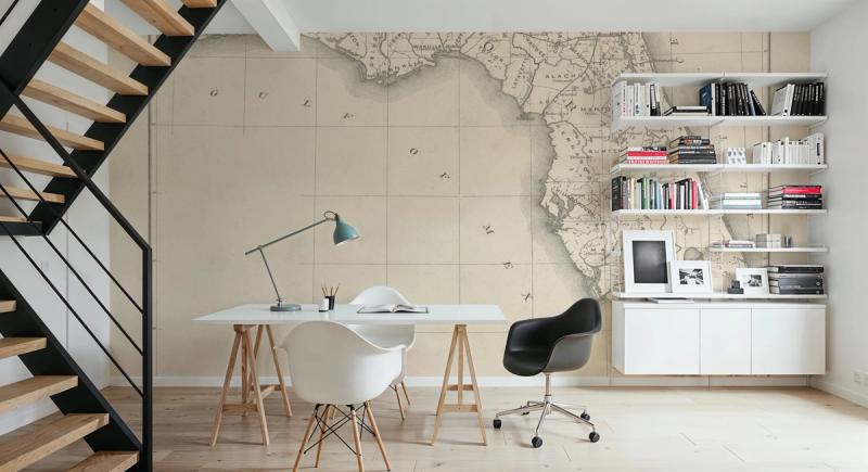 Vintage Florida Map wallpaper mural 100% PVC-free and non-toxic