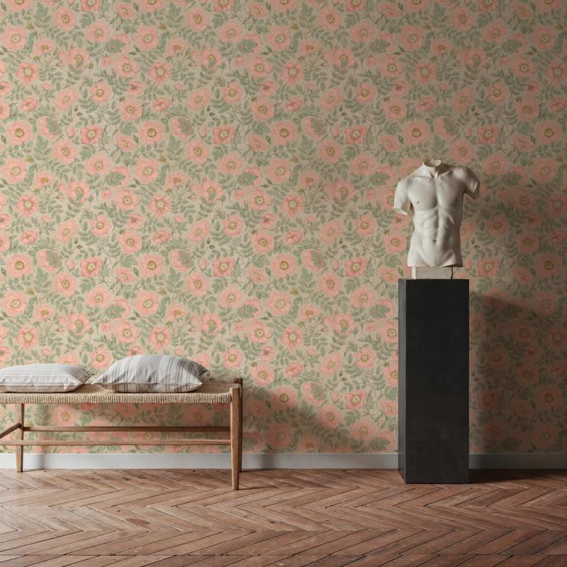 Rugosa Rose wallpaper 100% PVC-free and non-toxic