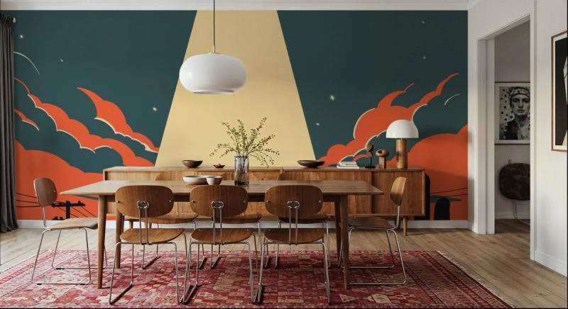 Area 51 UFO wallpaper mural 100% PVC-free and non-toxic