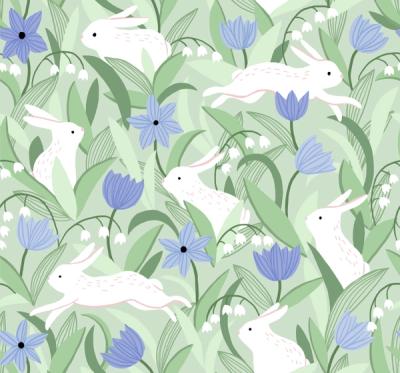 Spring Bunnies wallpaper 100% PVC-free and non-toxic