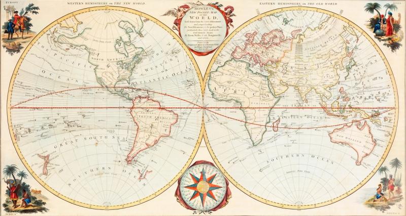 19th Century Map Of The World wallpaper mural 100% PVC-free and non-toxic