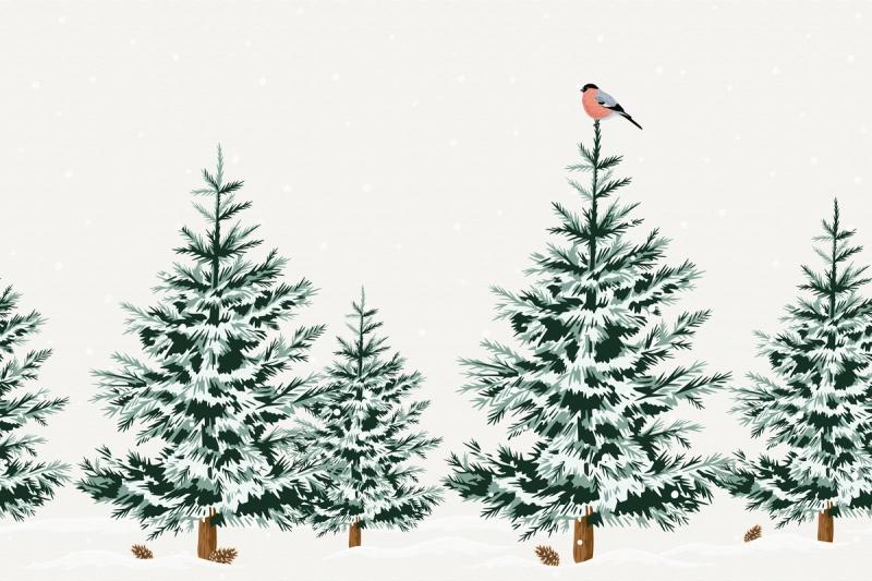 Snowy Spruce Trees wallpaper mural 100% PVC-free and non-toxic