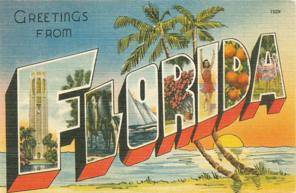Greetings from Florida - Screenprint wallpaper mural 100% PVC-free and ...