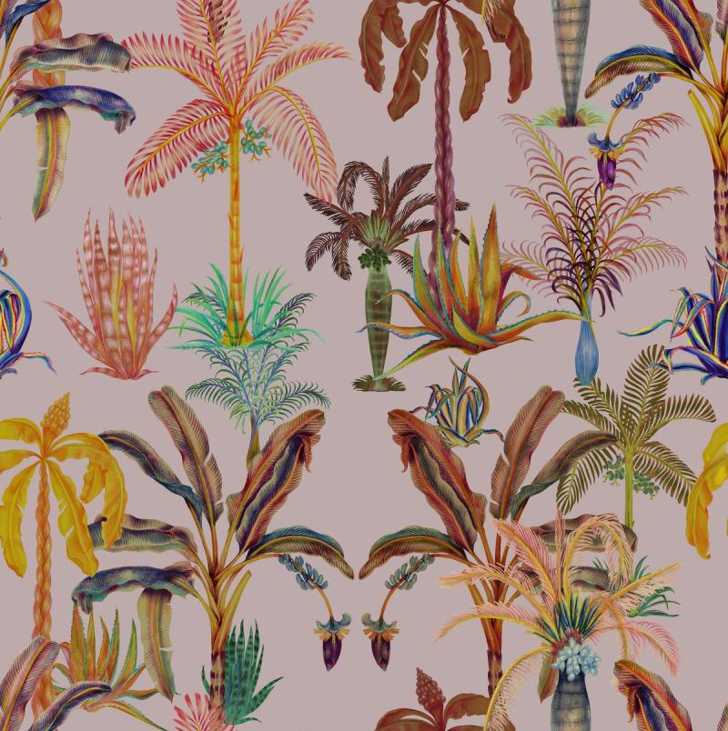 Statement Palms Petite, Light Pink wallpaper 100% PVC-free and non-toxic