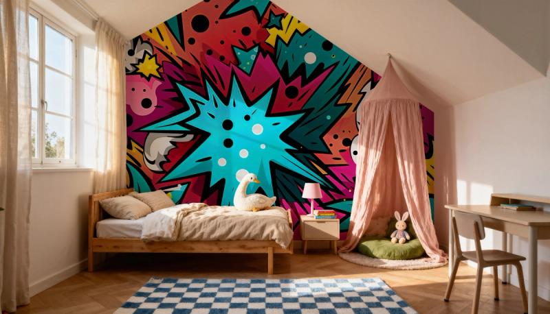 Pow Wow Bang wallpaper mural 100% PVC-free and non-toxic