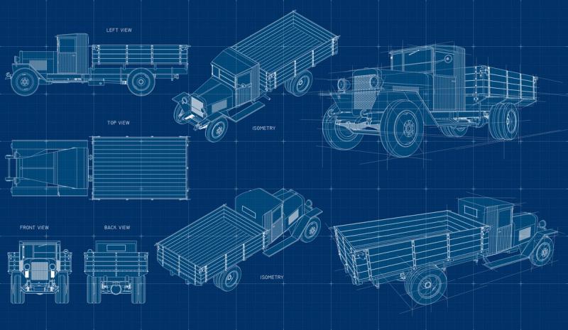 Lorry Blueprint Fototapeten 100% PVC-frei und ungiftig