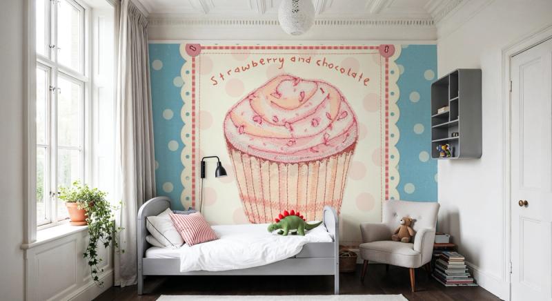 Lil Cupcakes IV wallpaper mural 100% PVC-free and non-toxic