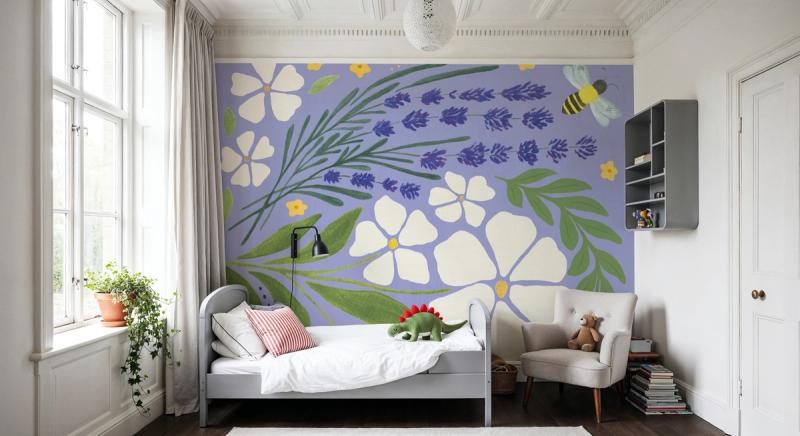Lavender Garden III Purple wallpaper mural 100% PVC-free and non-toxic