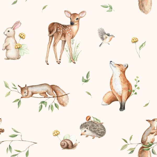 Forest Babies wallpaper 100% PVC-free and non-toxic
