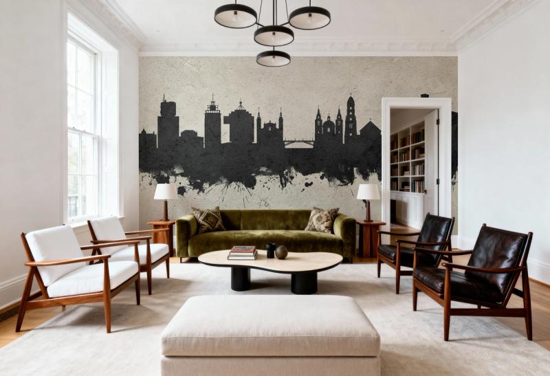 Ljubljana Slovenia Skyline Concrete wallpaper mural 100% PVC-free and ...