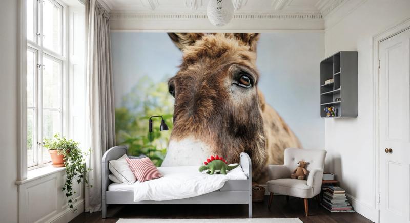 Donkey Pasture wallpaper mural 100% PVC-free and non-toxic