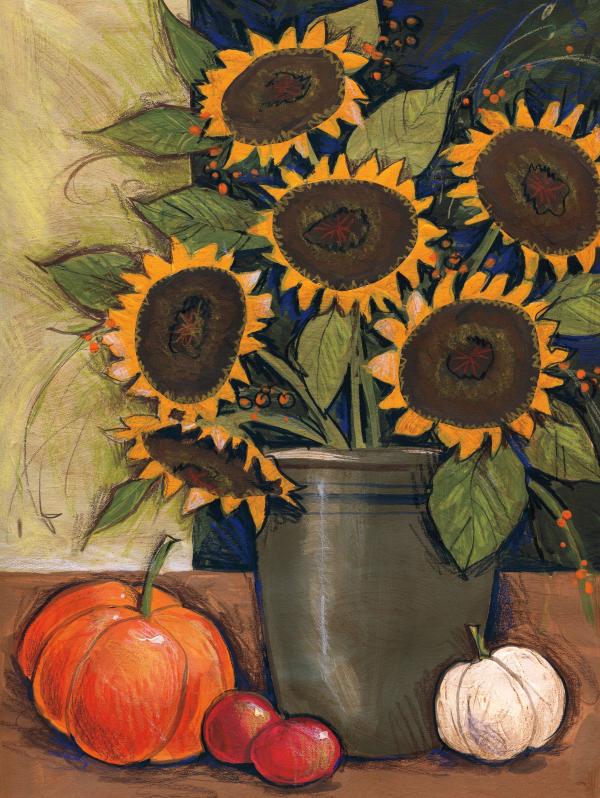 Sunflower Crock wallpaper mural 100% PVC-free and non-toxic