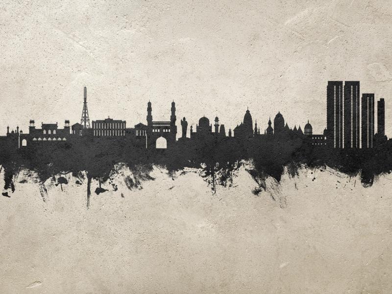Hyderabad Skyline Concrete wallpaper mural 100% PVC-free and non-toxic