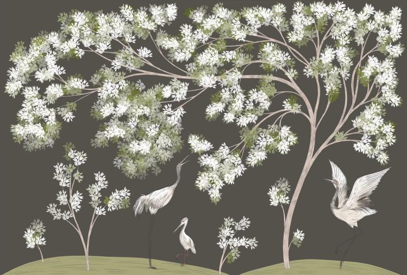 Kyoto Grace, Shadow Ash wallpaper mural 100% PVC-free and non-toxic