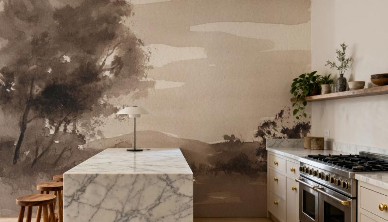 Sepia Morning wallpaper mural 100% PVC-free and non-toxic