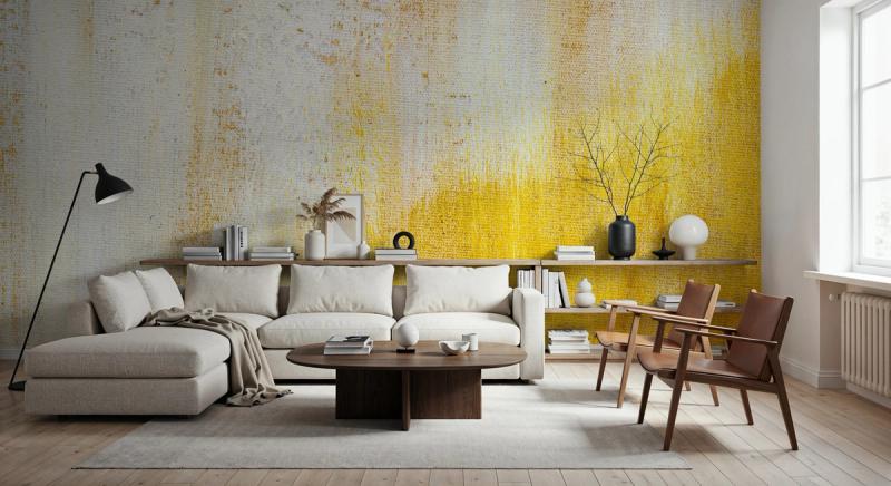 Yellow Merge wallpaper mural 100% PVC-free and non-toxic