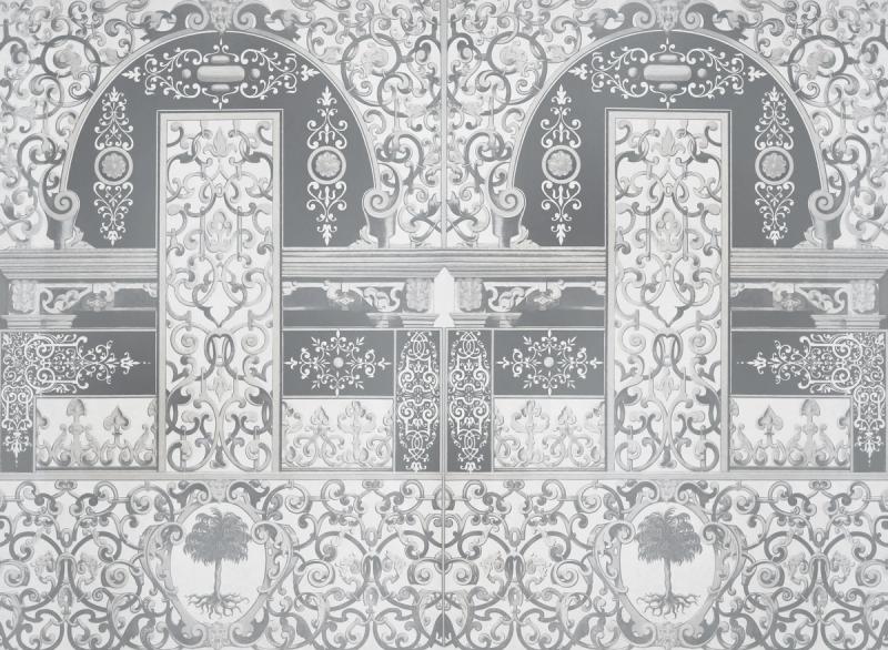 German Renaissance, Gray wallpaper mural 100% PVC-free and non-toxic