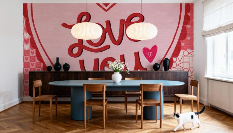 Love You Valentine wallpaper mural 100% PVC-free and non-toxic