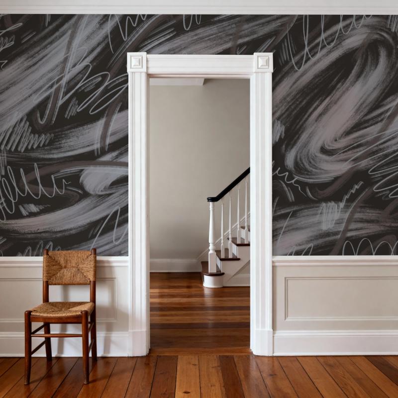 Scribble Flow, Chocolat wallpaper mural 100% PVC-free and non-toxic