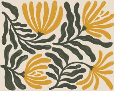 Simple Petals I Yellow wallpaper mural 100% PVC-free and non-toxic