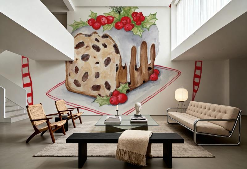 Frosted Traditions II Framed wallpaper mural 100% PVC-free and non-toxic