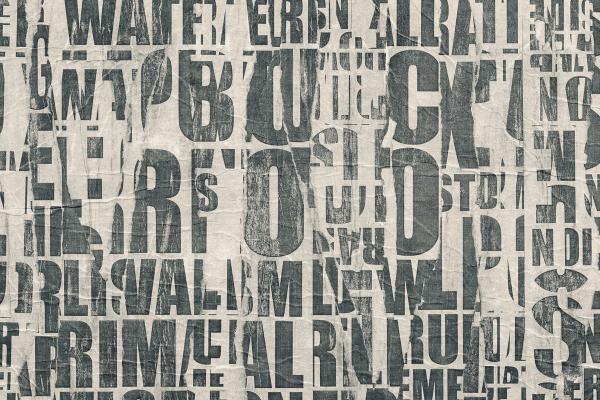 Letterpress Vintage Newspaper Collage wallpaper mural 100% PVC-free and ...