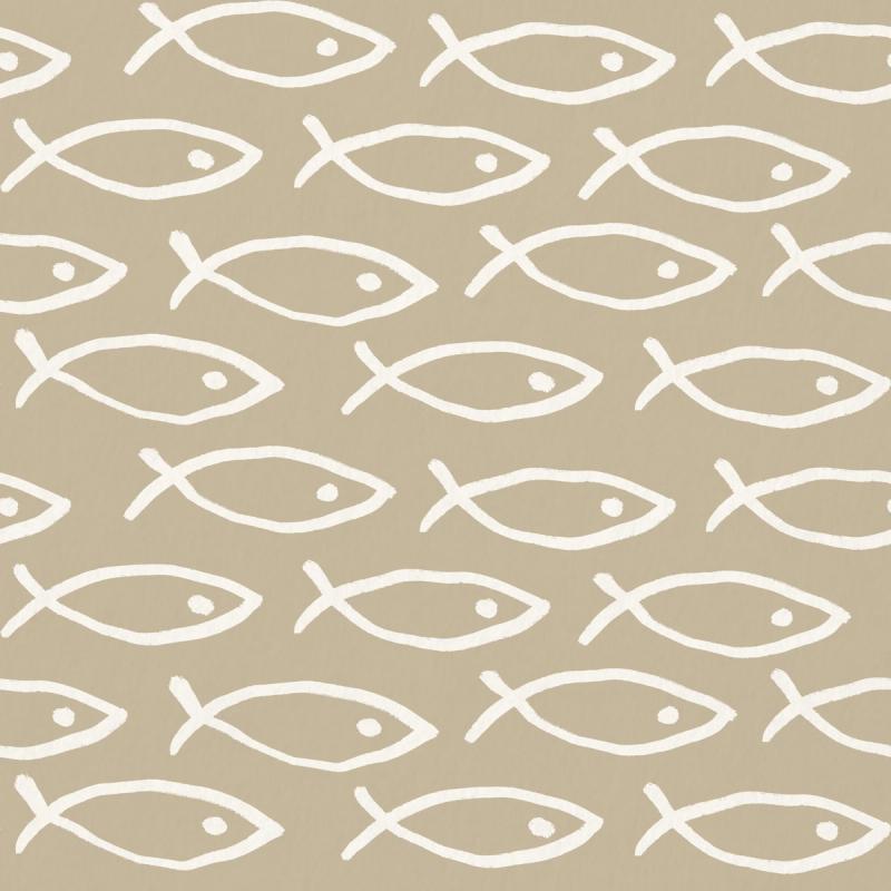 Seaside Fish Beige wallpaper 100% PVC-free and non-toxic