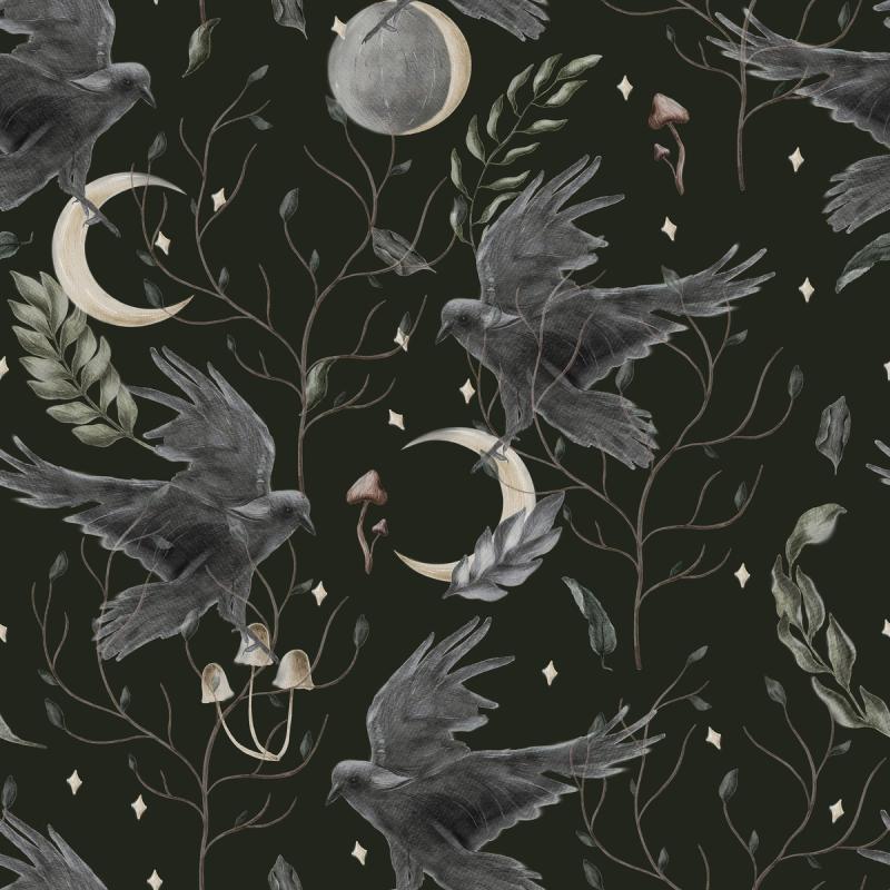Ravens And Moons wallpaper 100% PVC-free and non-toxic