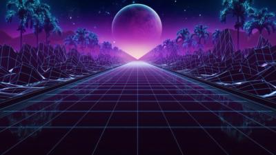 Neon Retro Wave wallpaper mural 100% PVC-free and non-toxic