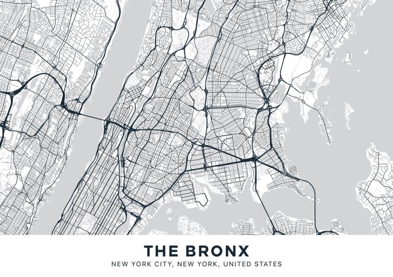 Map of The Bronx wallpaper mural 100% PVC-free and non-toxic