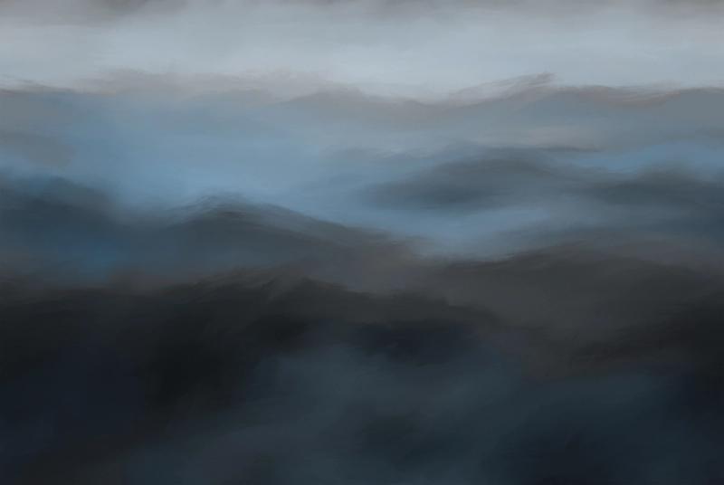 Beyond the Mountains, Teal wallpaper mural 100% PVC-free and non-toxic